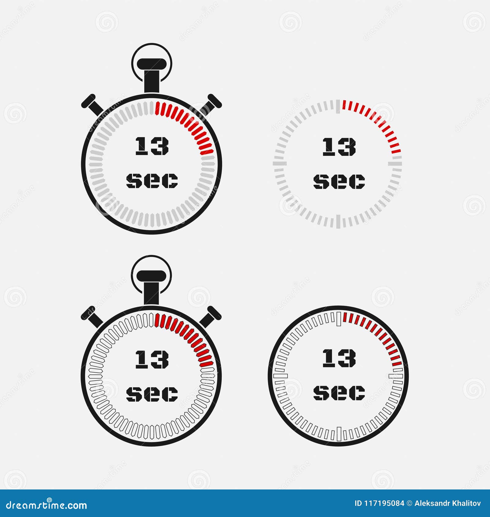 Timer 13 Seconds on Gray Background . Stock Illustration - Illustration ...