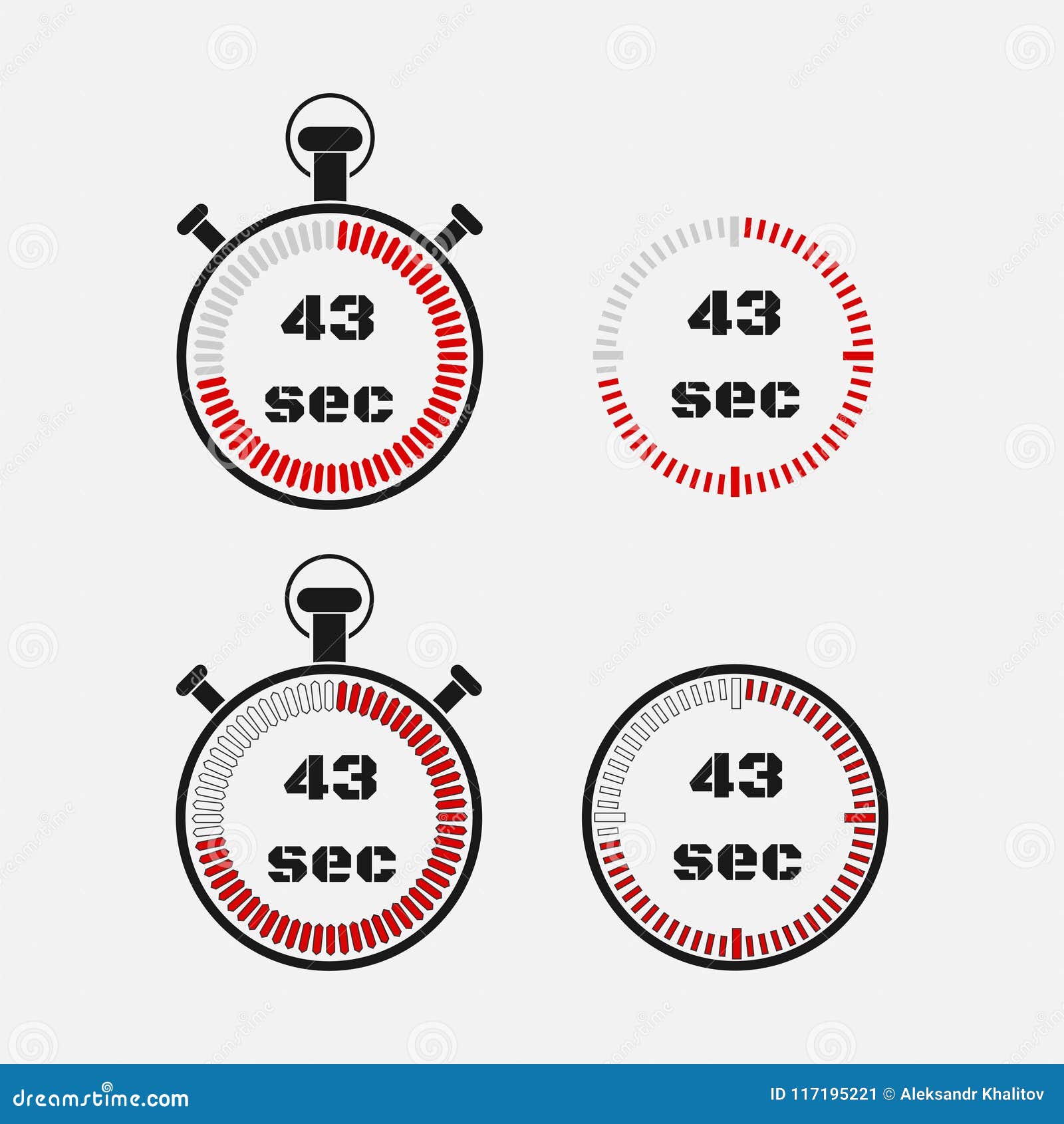 Timer 43 Seconds on Gray Background . Stock Illustration - Illustration ...