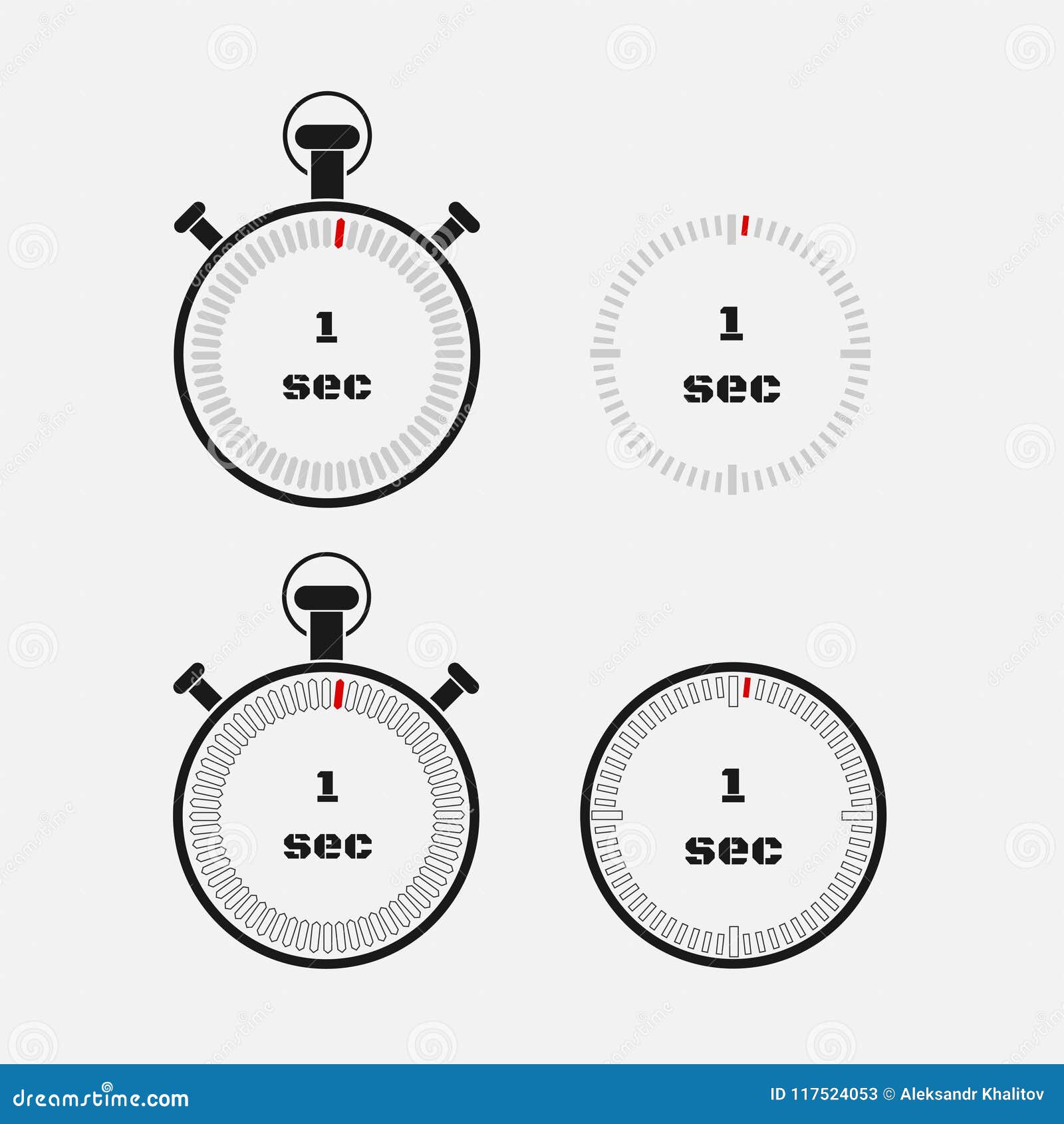 Timer 1 Seconds on Gray Background . Stock Illustration - Illustration ...