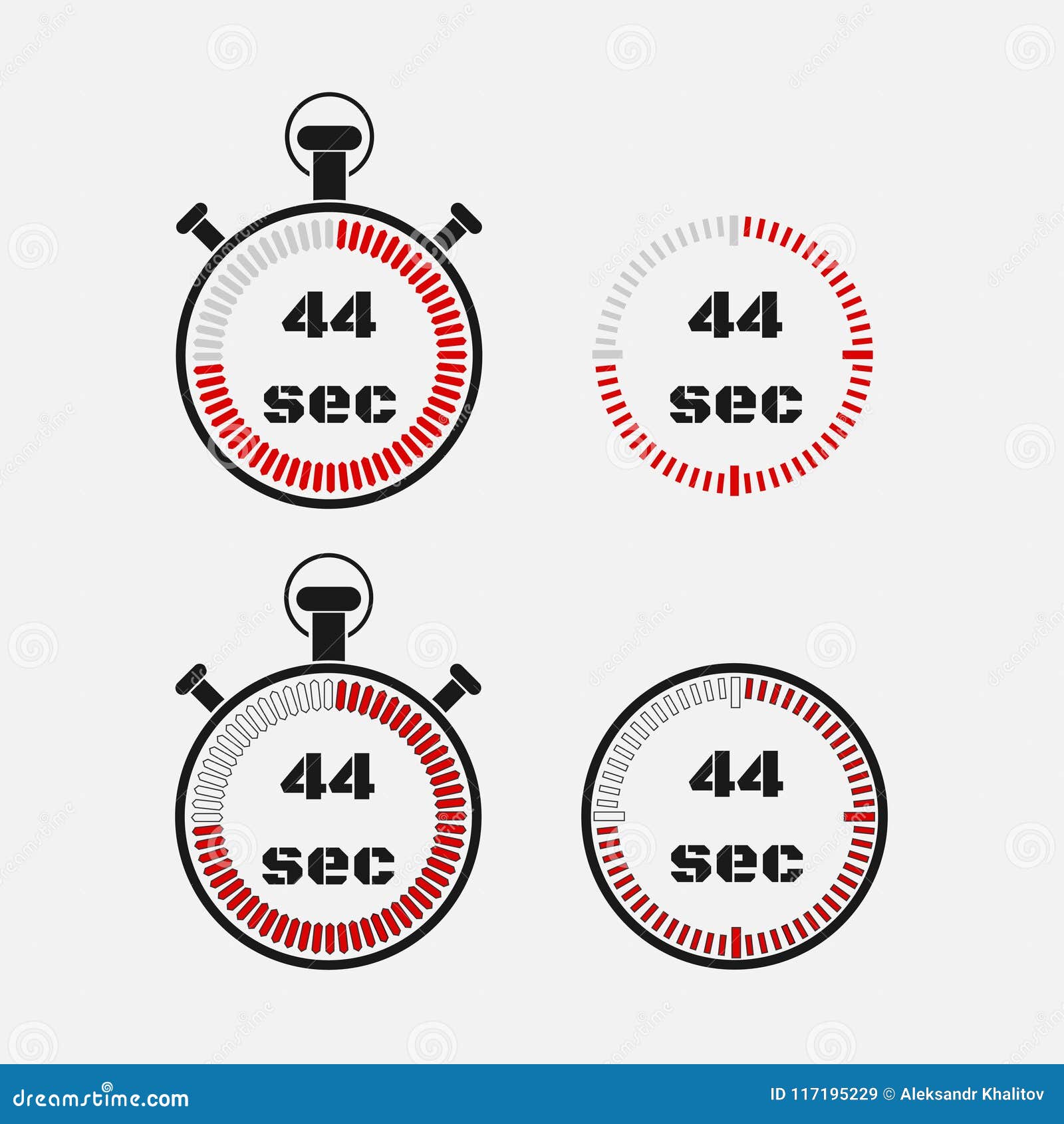 Timer 44 Sekunden Auf Grauem Hintergrund Stock Abbildung - Illustration ...