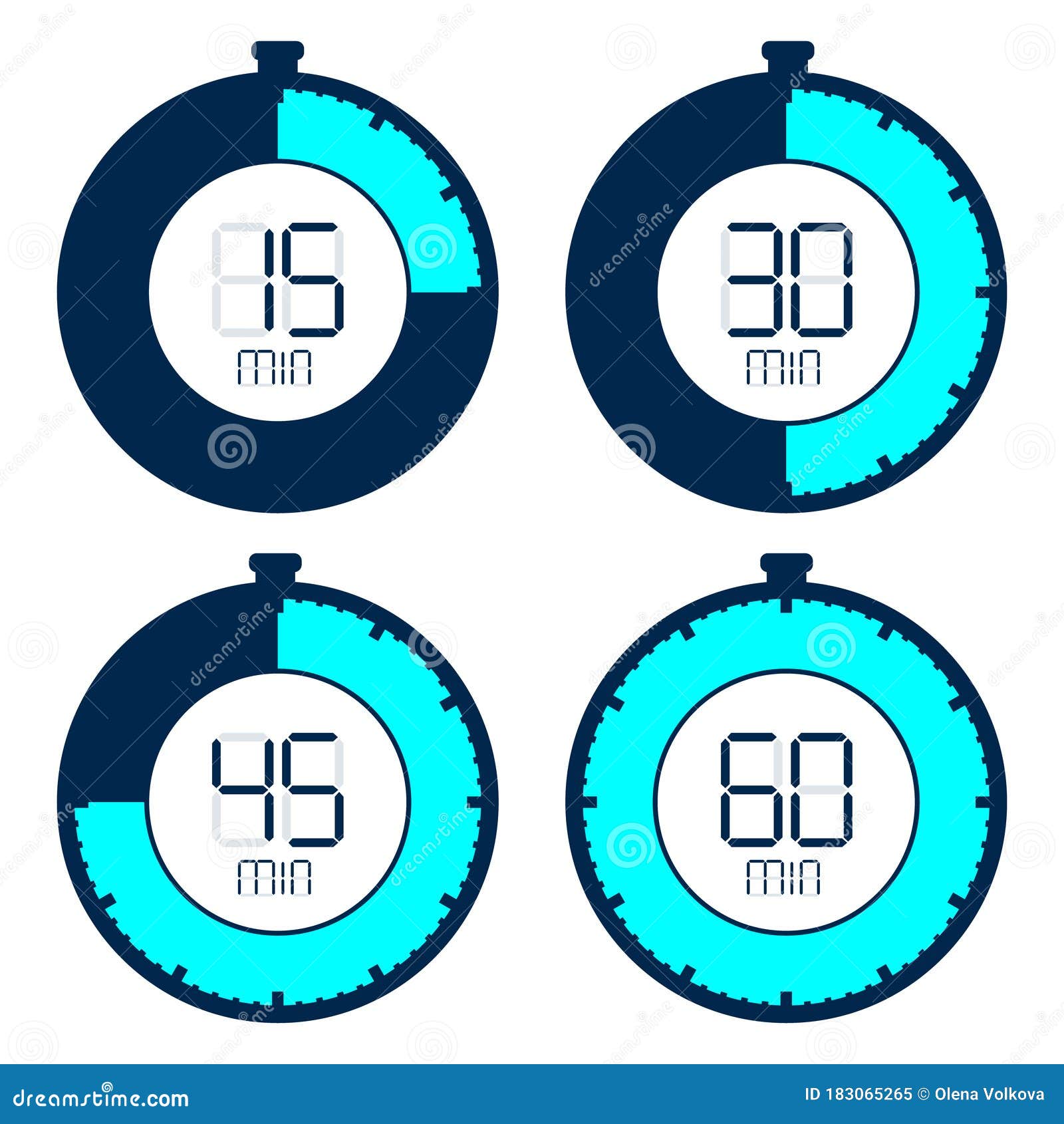 Timer, a Set of Timers with Different Time Intervals. Vector, Cartoon ...