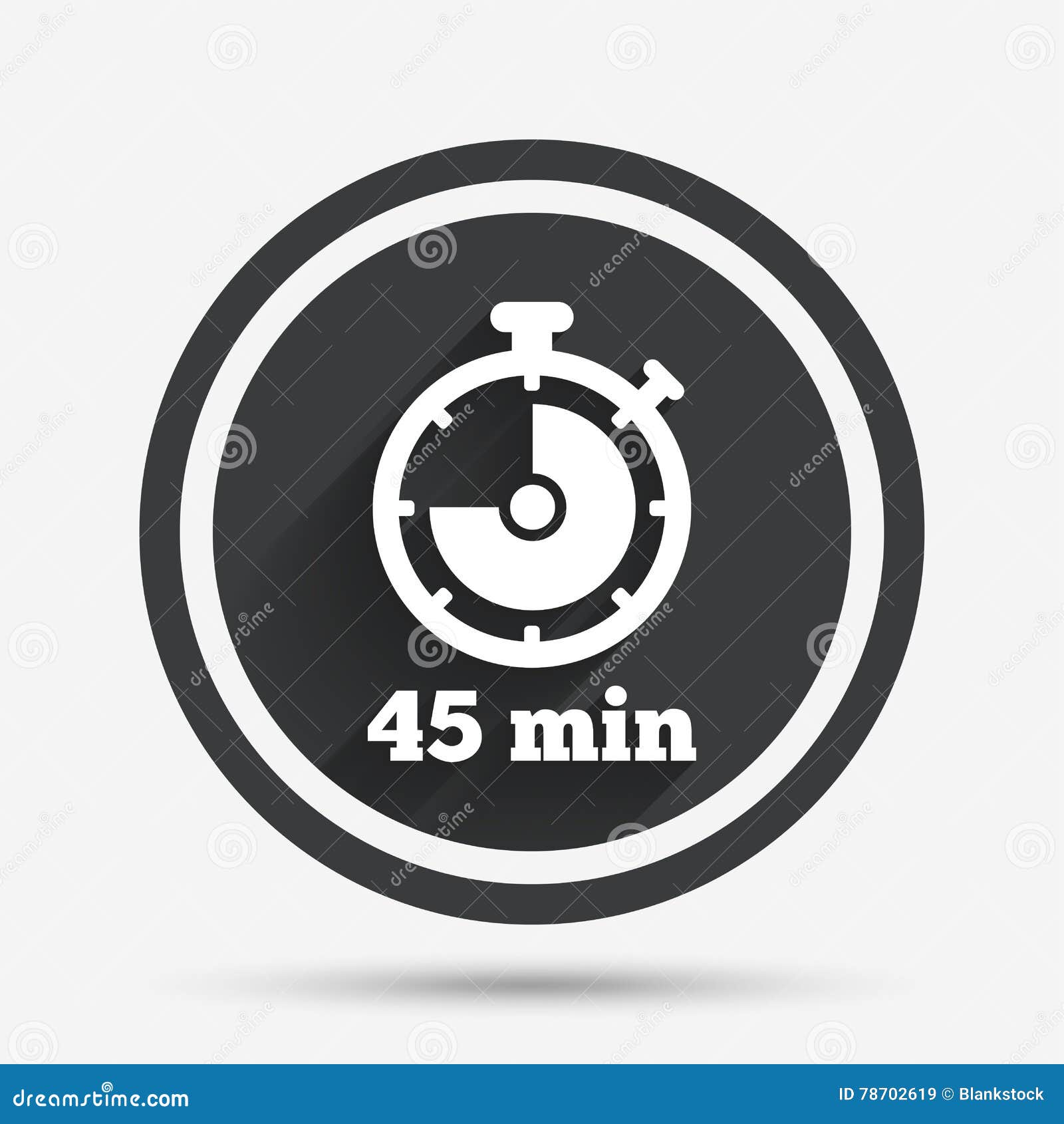 Timer Sign Icon. 45 Minutes Stopwatch Symbol Stock Vector ...