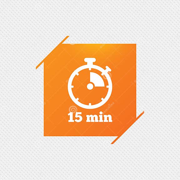 Timer Sign Icon. 15 Minutes Stopwatch Symbol Stock Vector ...