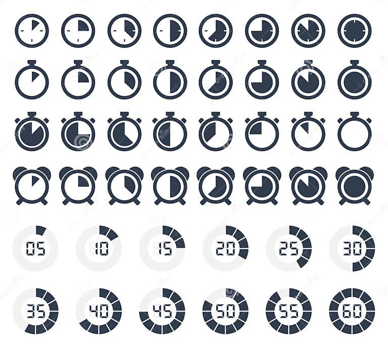 Timer and Stopwatch Icons Set Stock Vector - Illustration of isolated ...