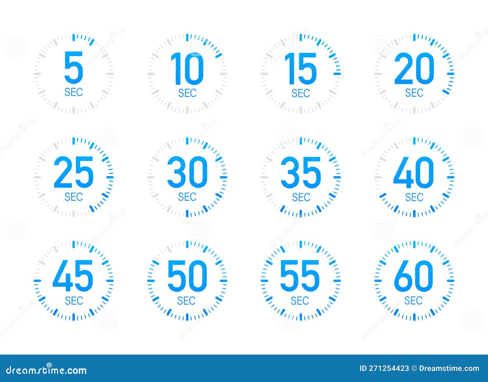 Timer, Stopwatch Icons Set 10 20 30 40 50 60 Seconds. Cooking Time Stock Vector - Illustration ...