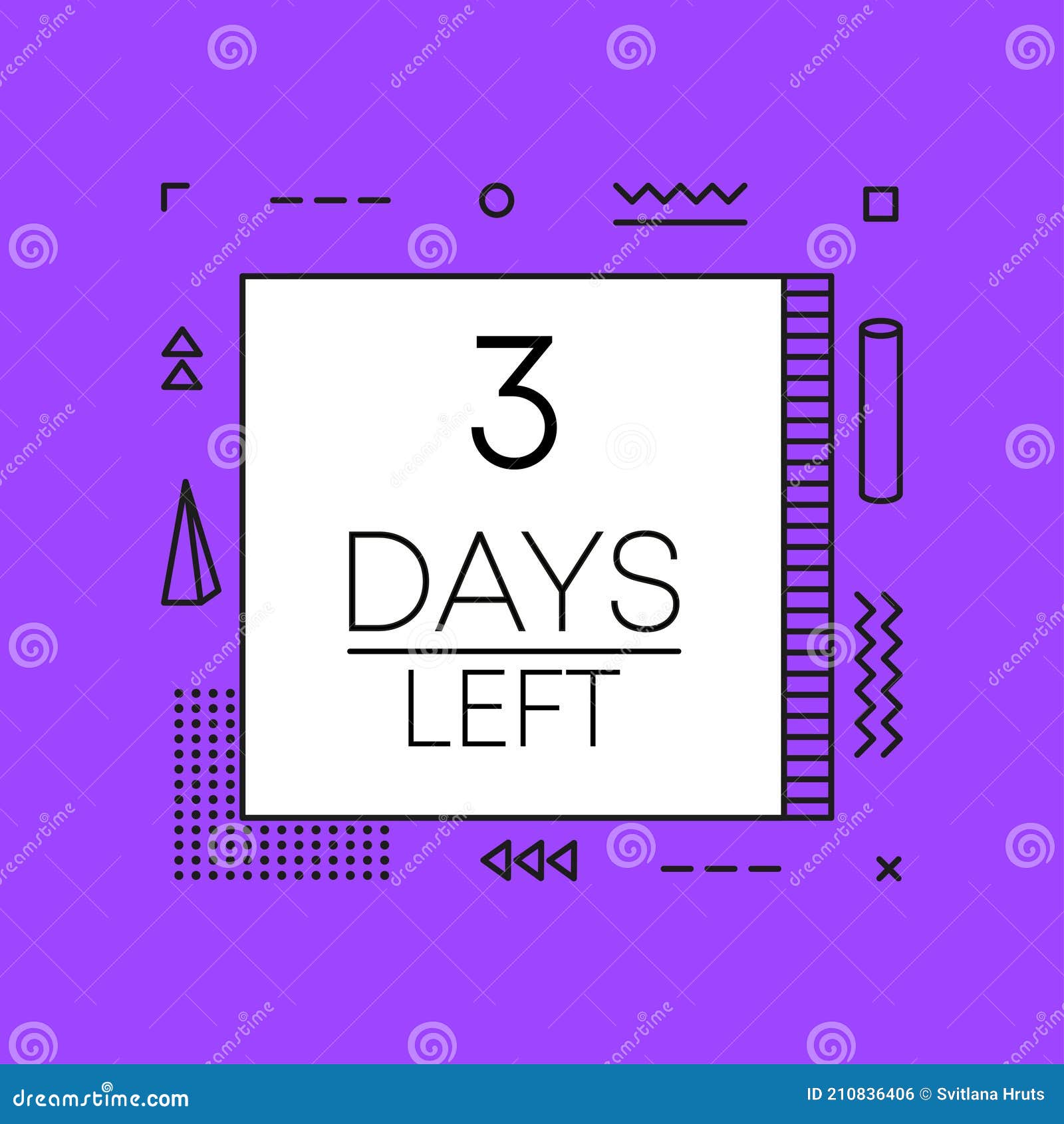 Timer Three Days Left Countdown Template on Purple Background. Geometry ...