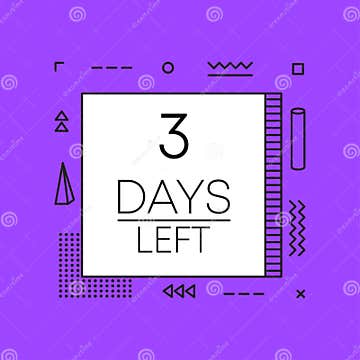Timer Three Days Left Countdown Template on Purple Background. Geometry ...