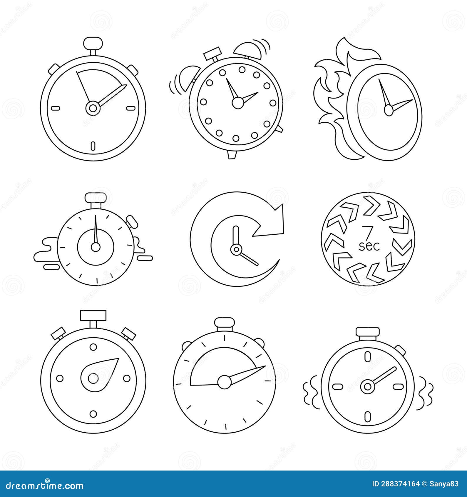 Timer Time Countdown. Coloring Page Stock Illustration - Illustration ...