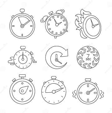 Timer Time Countdown. Coloring Page Stock Illustration - Illustration ...