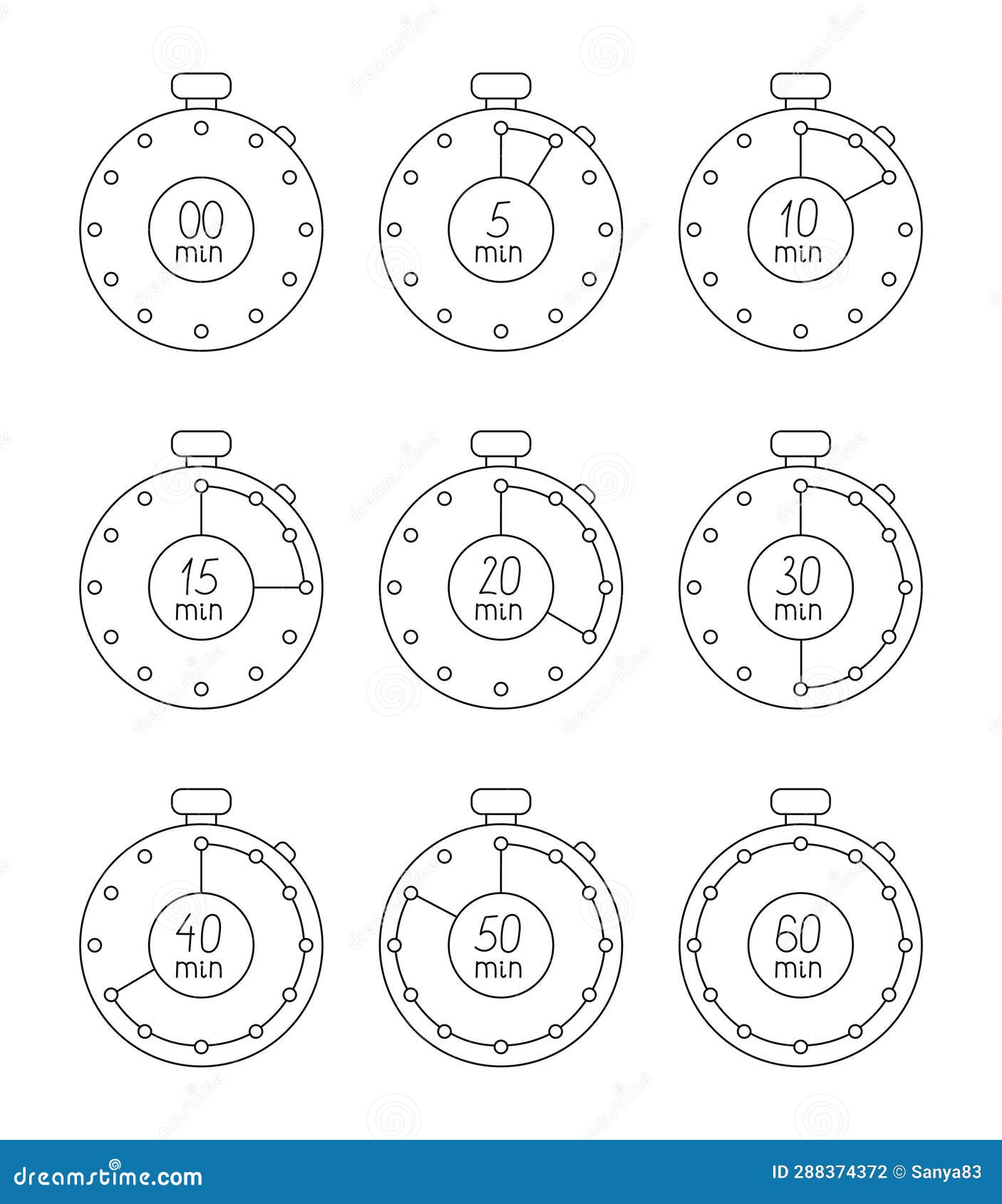 Timer Time Countdown. Coloring Page Stock Vector - Illustration of ...