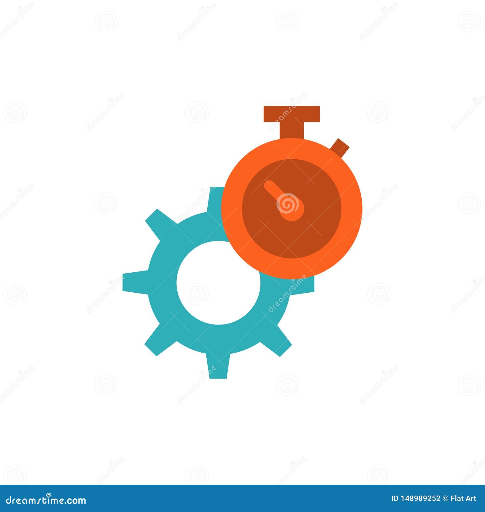 Timer, Time, Gear, Setting, Watch Flat Color Icon. Vector Icon Banner ...