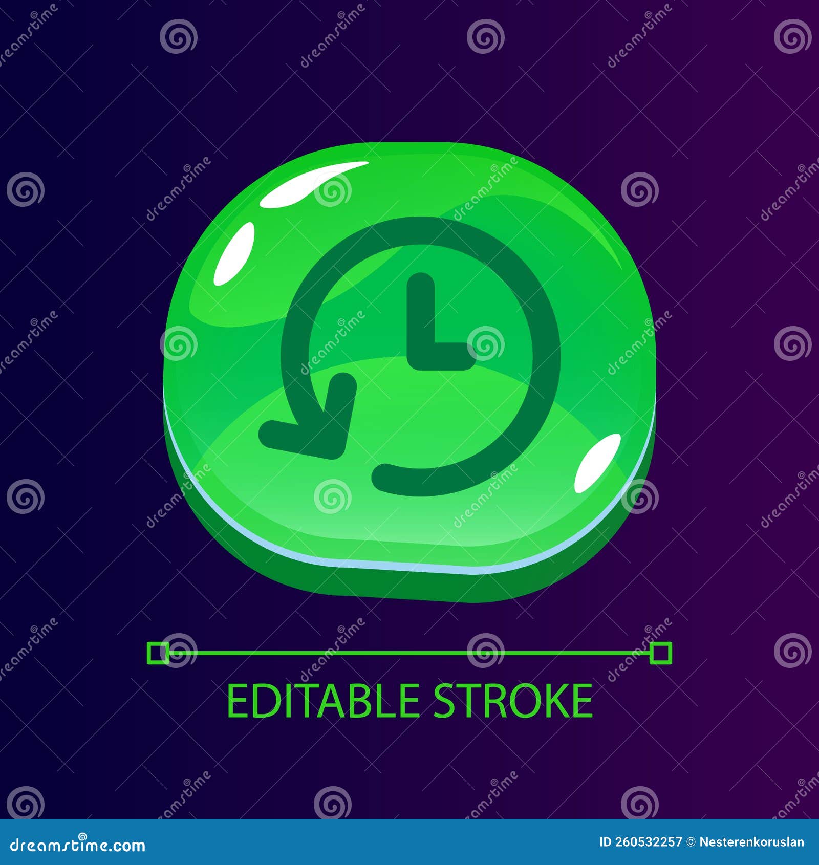 Timer Update Glossy Ui Button with Linear Icon Stock Vector - Illustration of install, phone ...