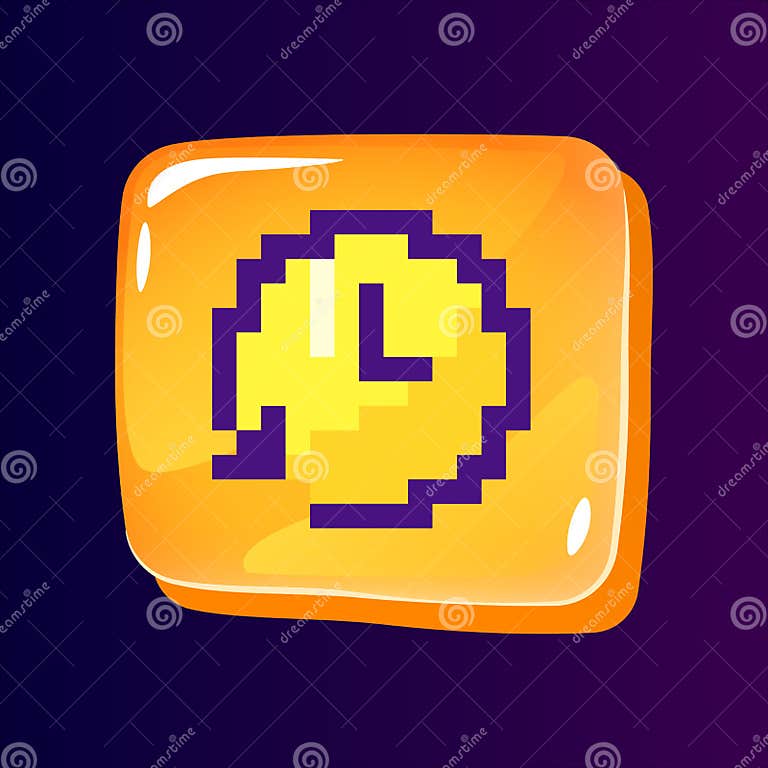 Timer Update Glossy Ui Button with Pixelated Color Icon Stock Vector ...