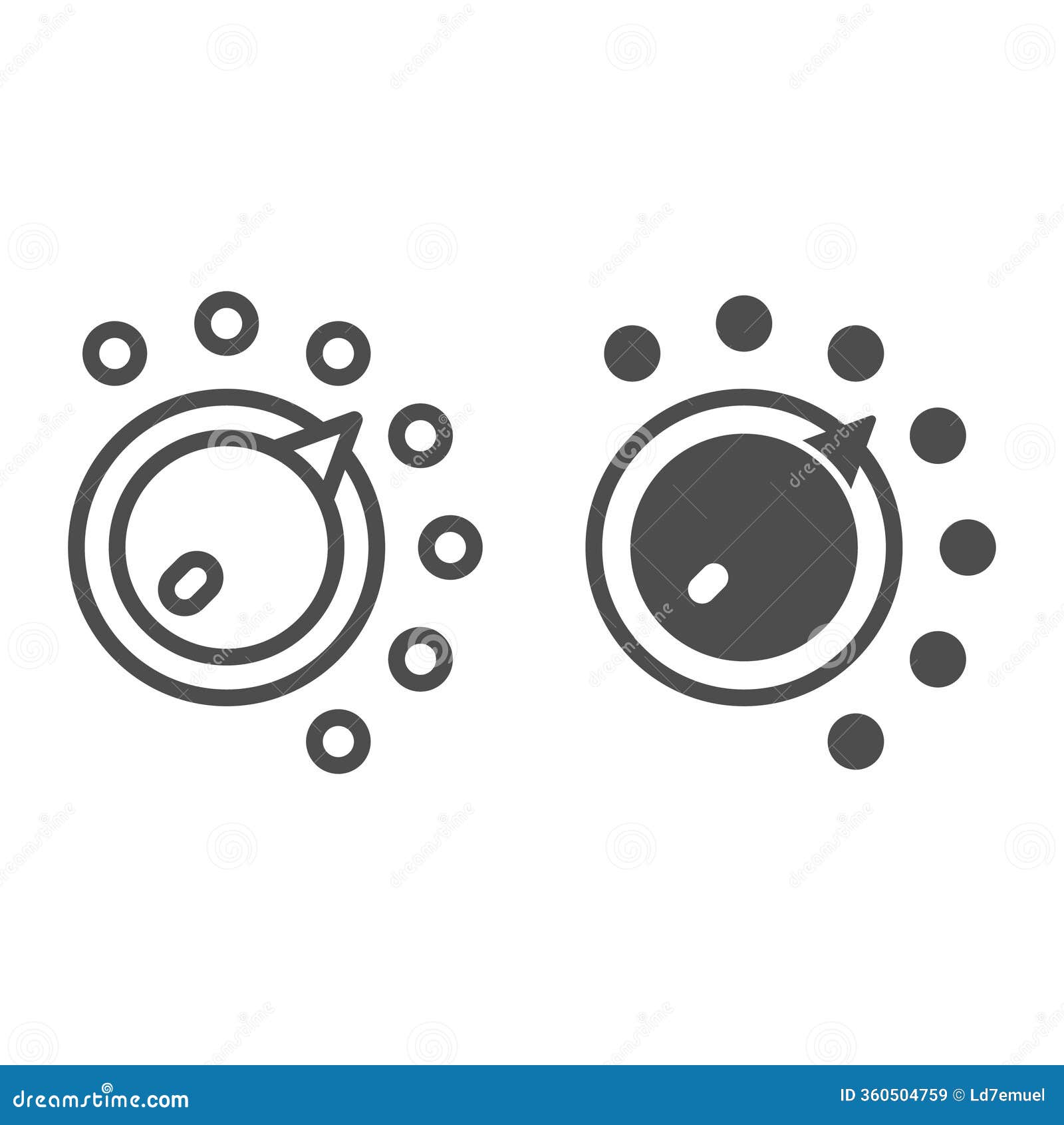 Timer Wheel Button Line and Solid Icon, Laundry Service Concept. Vector ...