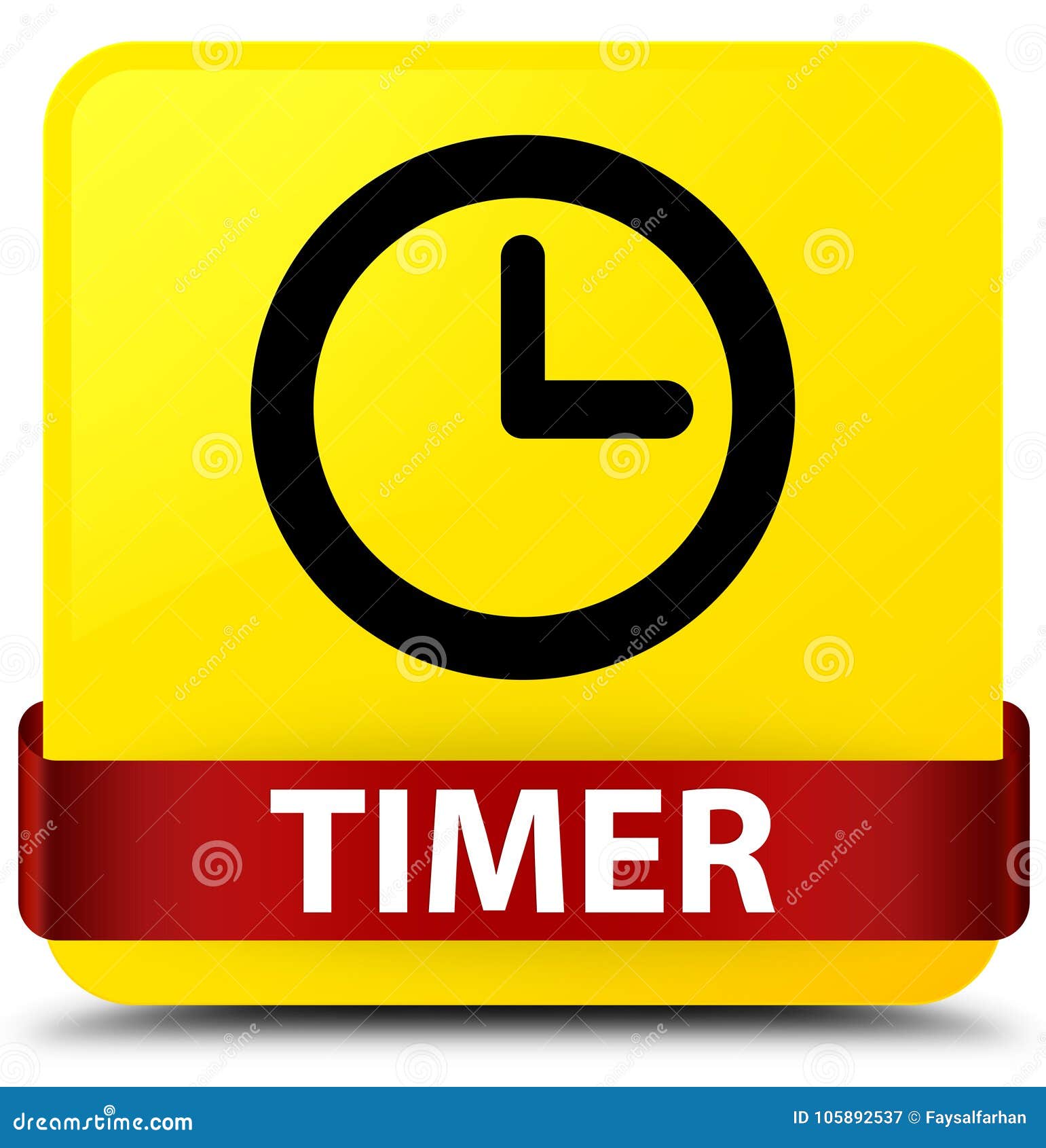 Timer Yellow Square Button Red Ribbon in Middle Stock Illustration ...