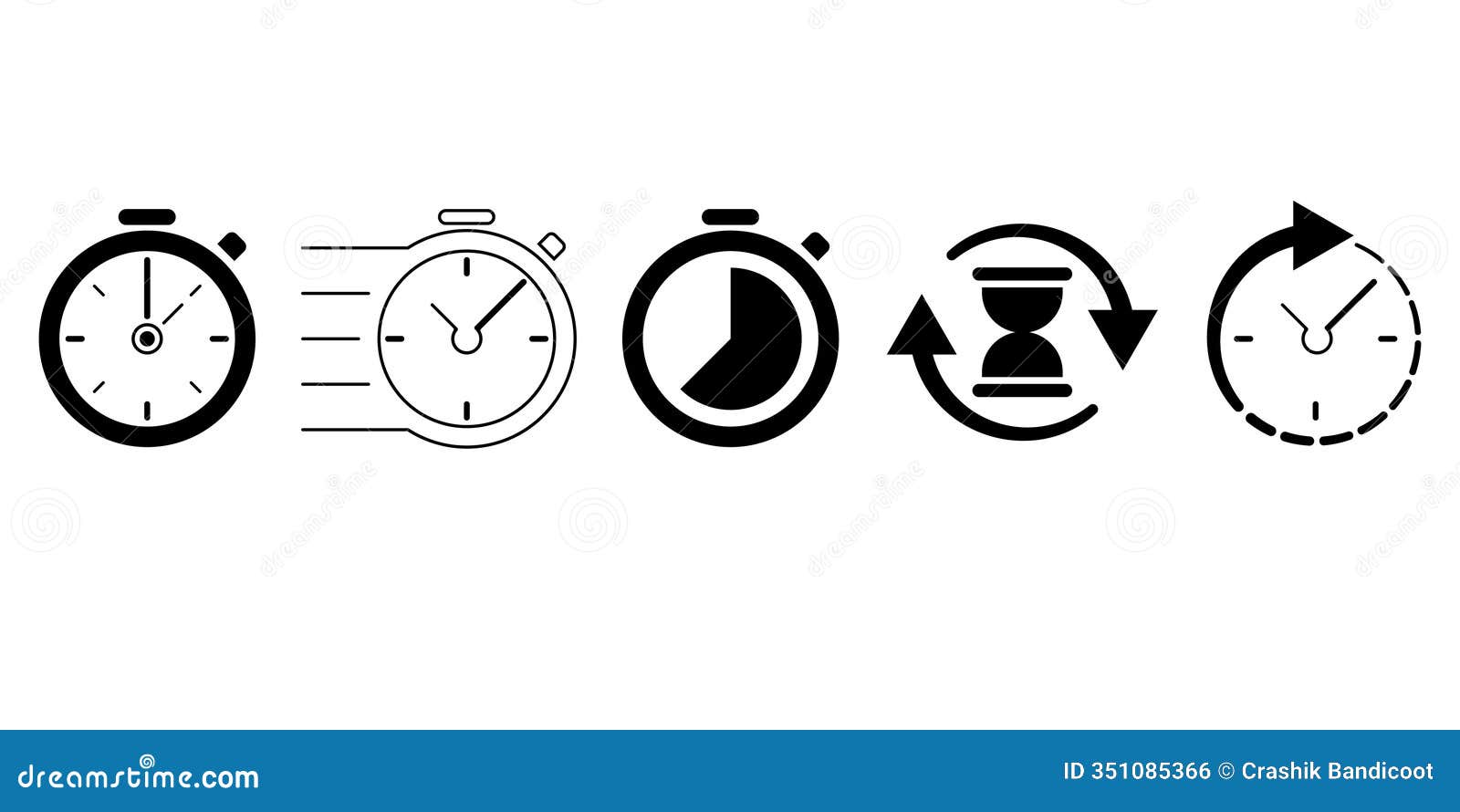 Timers Icon Set. Stopwatch Symbol Stock Illustration - Illustration of ...
