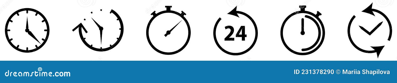 Timers Icon Set Vector Countdown Circle Clock Stock Vector