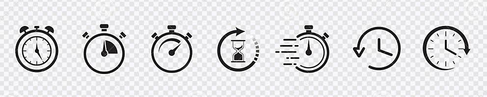 "Timers Icon Set Vector Design - Stopwatch Symbols, Countdown Timer ...