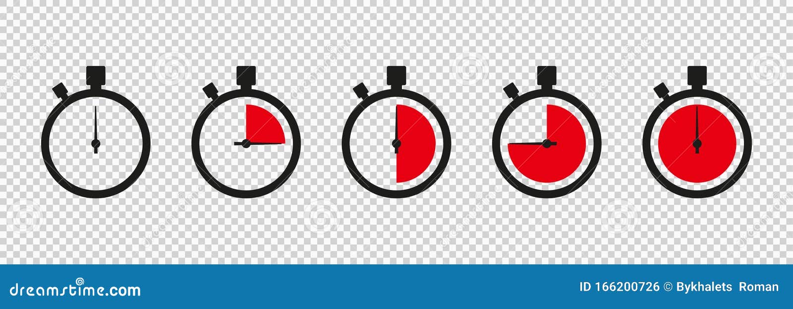Timer Clock Stopwatch Isolated Set Icons With Different Time Countdown Timer Symbol Icon Set
