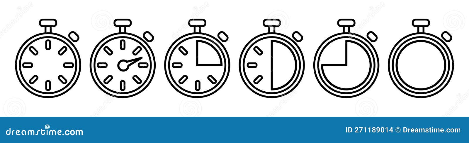 Timers Line Icon Set Countdown Timer Symbol Timer Stopwatch Vector Illustration Isolated