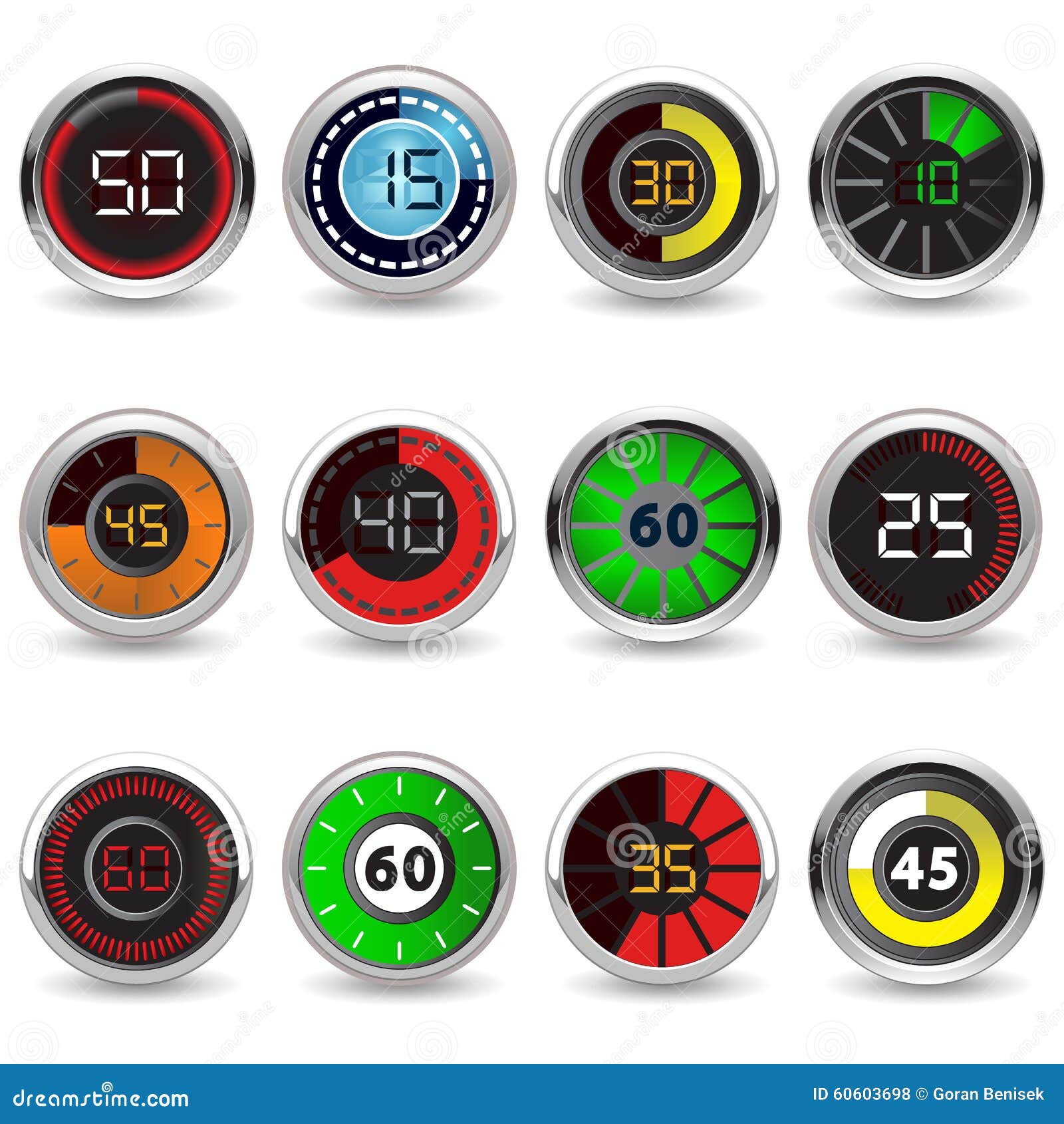 Timers set stock vector. Illustration of interval, digital - 60603698