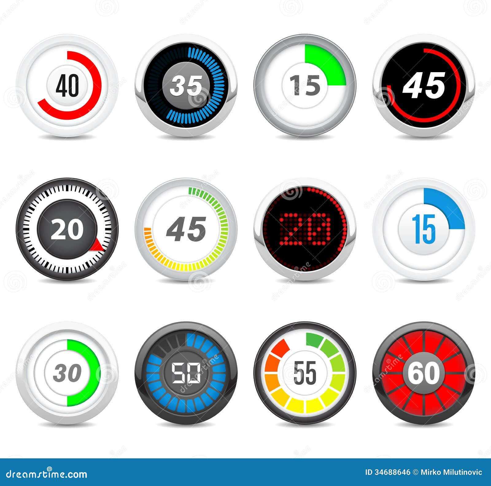 Timers set stock illustration. Illustration of icon, minute - 34688646