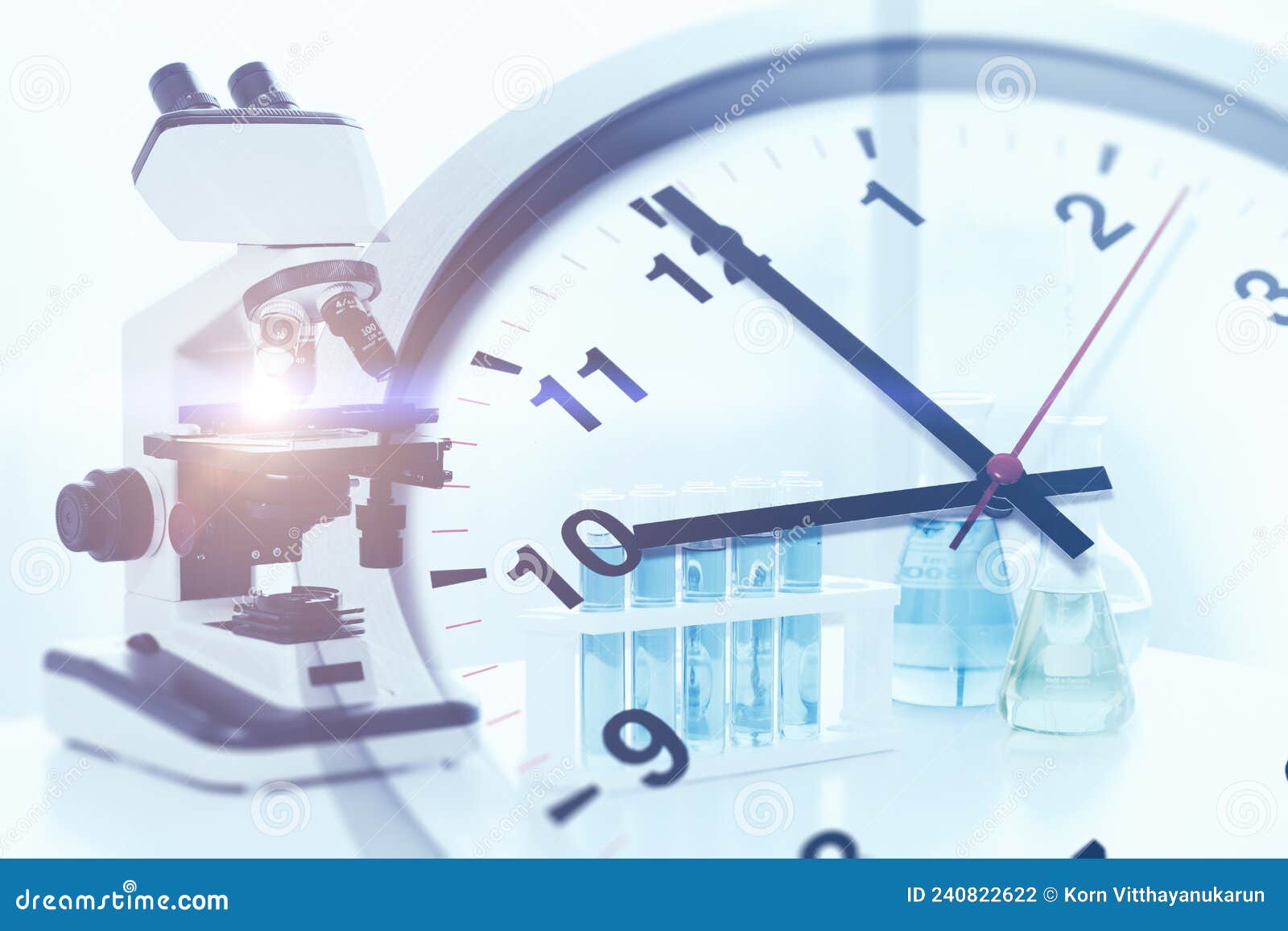 Times Clock with Science Medical Research and Pharmaceutical Lab ...