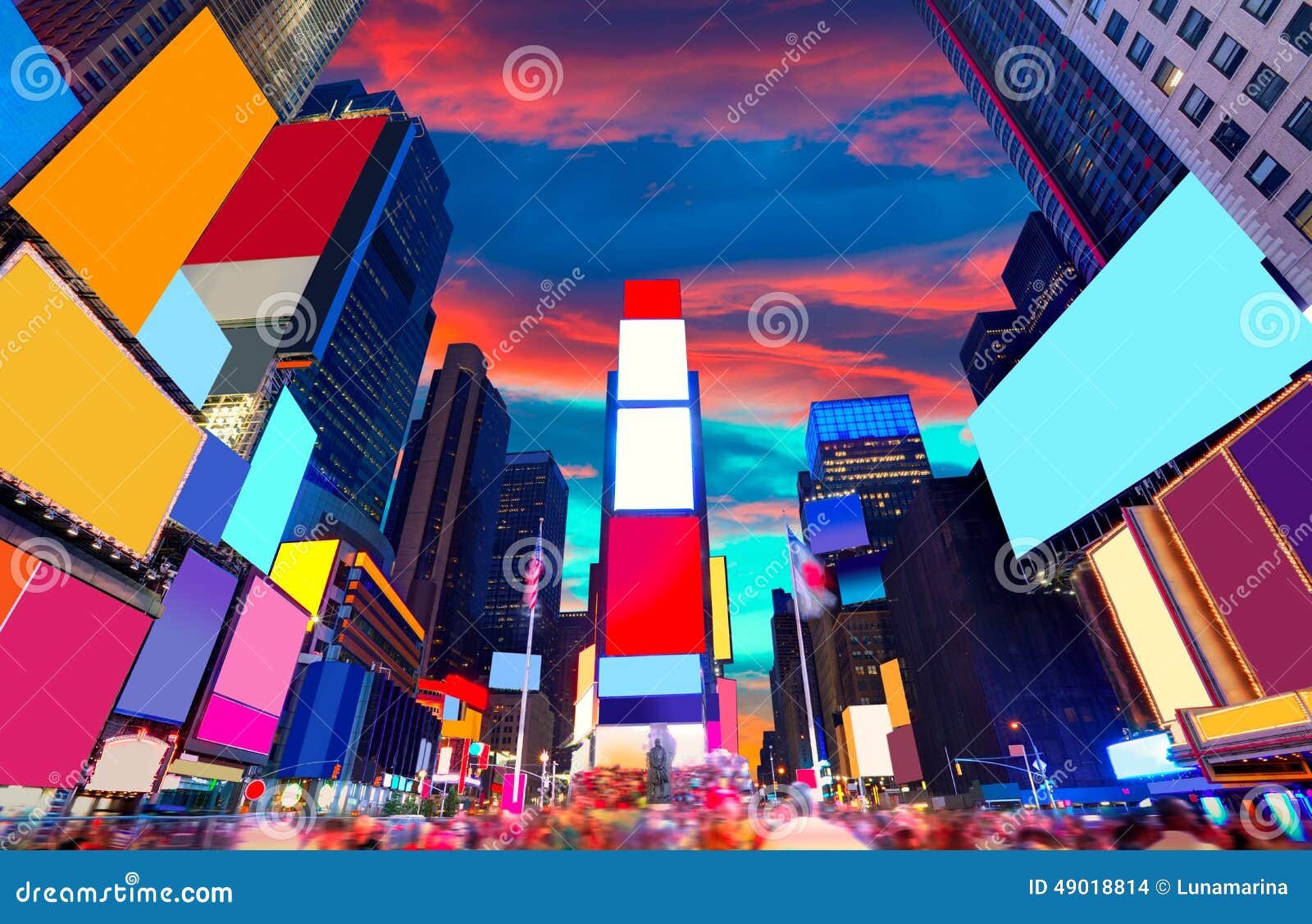 Times Square Manhattan New York Deleted Ads Stock Photo - Image of dusk ...
