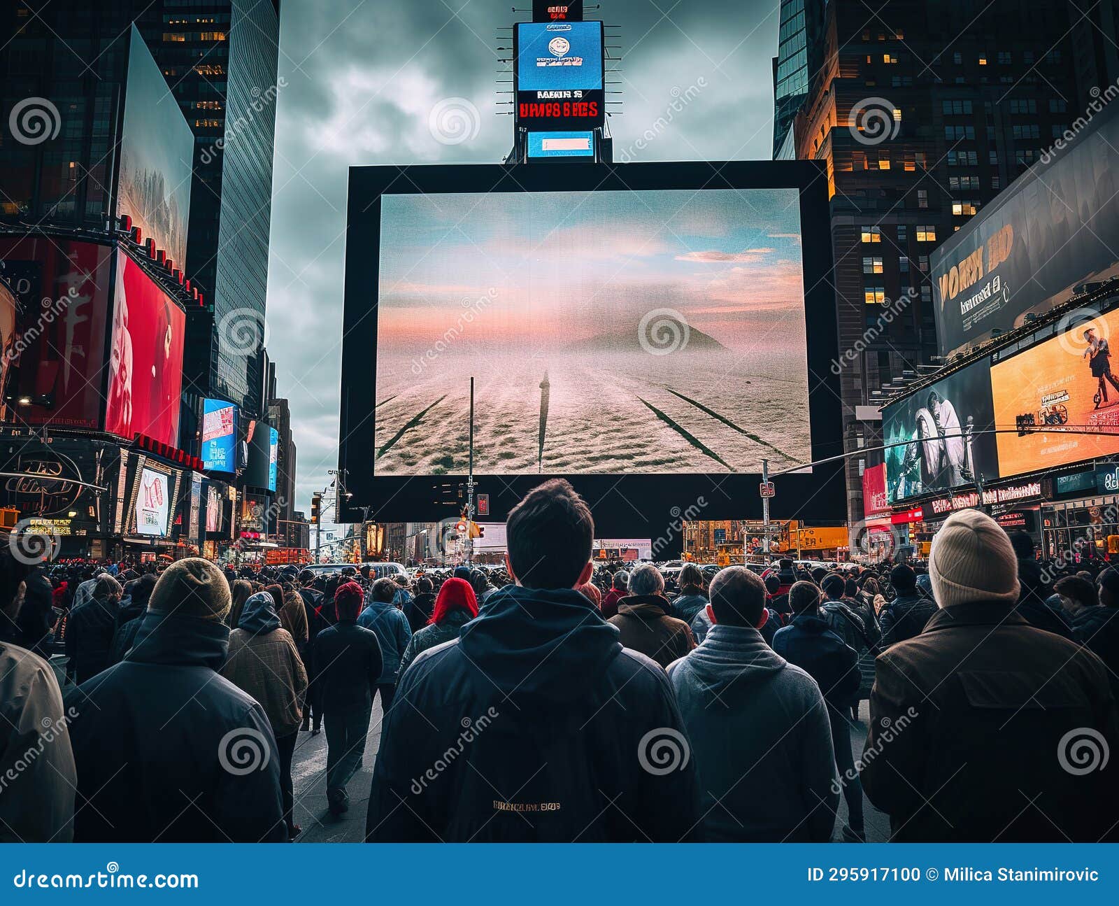 Times Square Marvel: Giant LED TV Billboard Shining Bright Stock ...