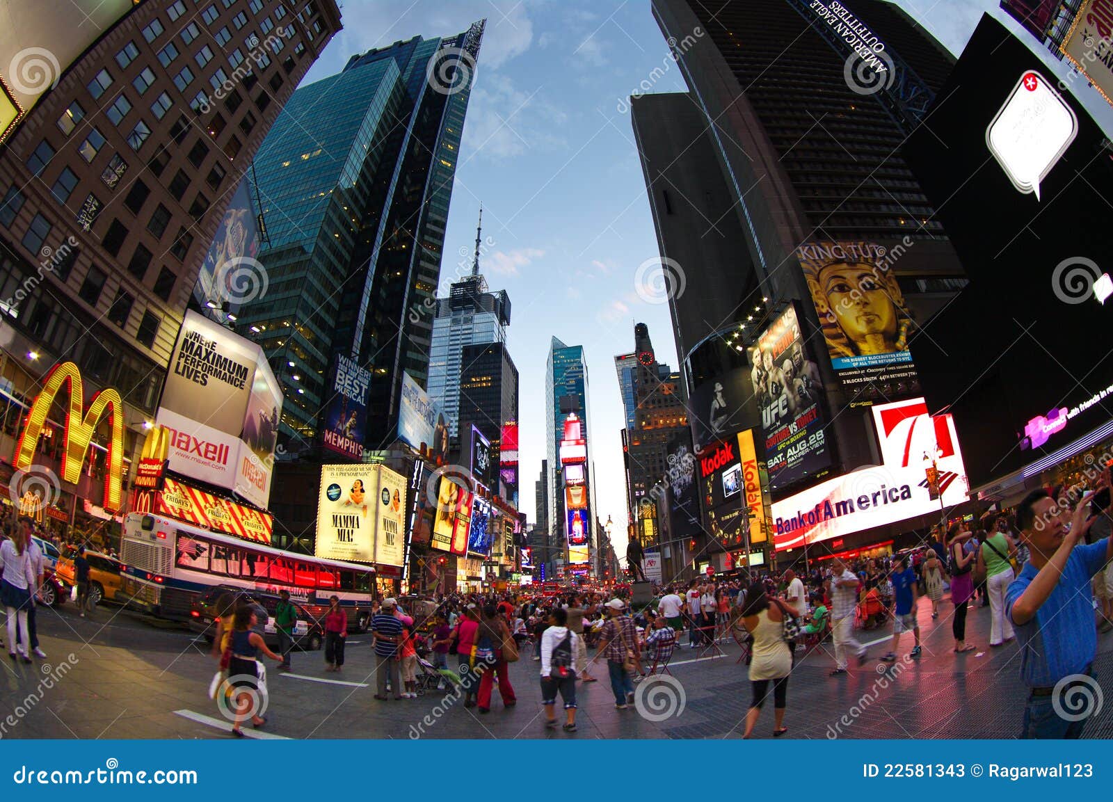Times Square Neon Signs at Dusk Editorial Stock Photo - Image of state ...