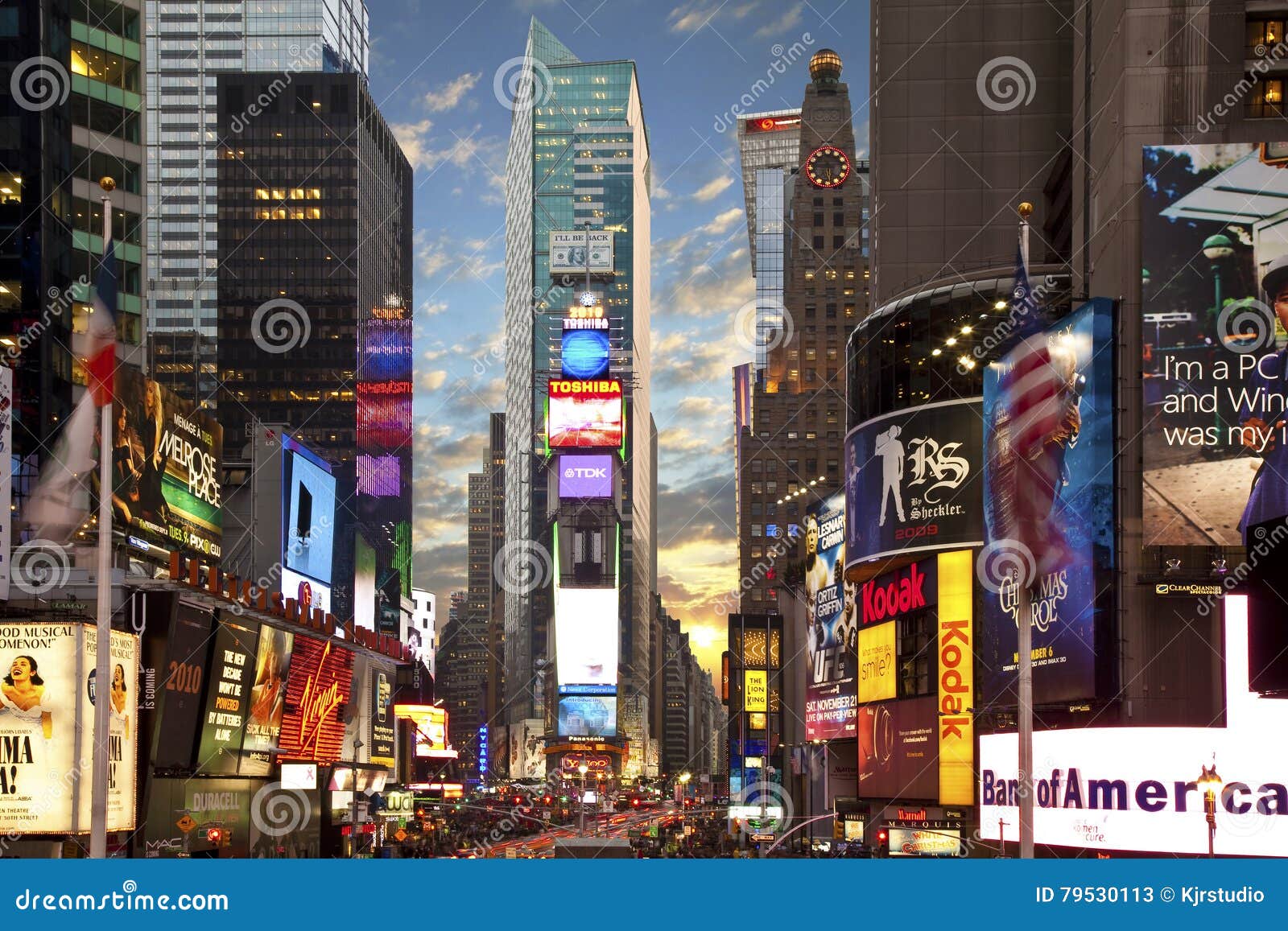 Time Square In NYC Is The Main Tourist Attraction In Town. Colorful ...