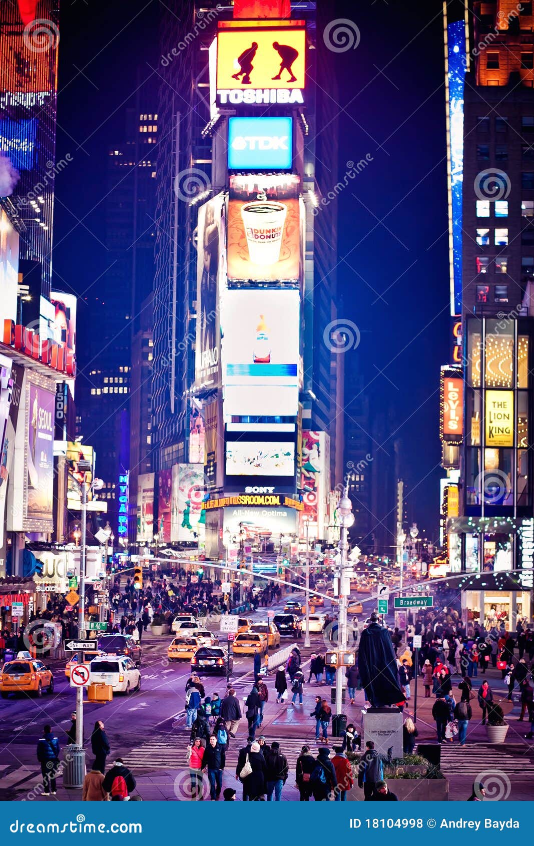 Times Square at night editorial stock photo. Image of scene - 18104998
