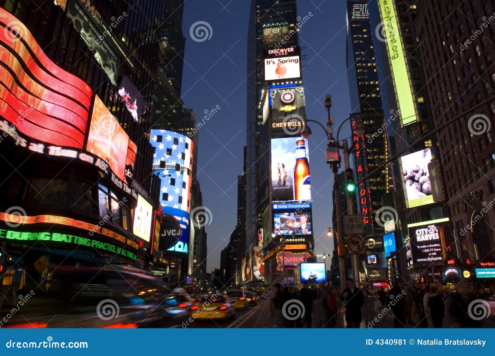 Times Square at night editorial photo. Image of modern - 4340981