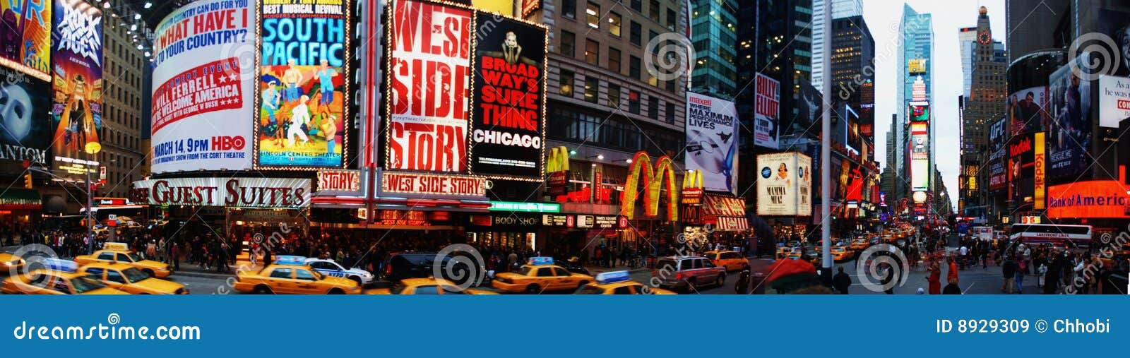 Times Square panorama editorial stock image. Image of performance - 8929309