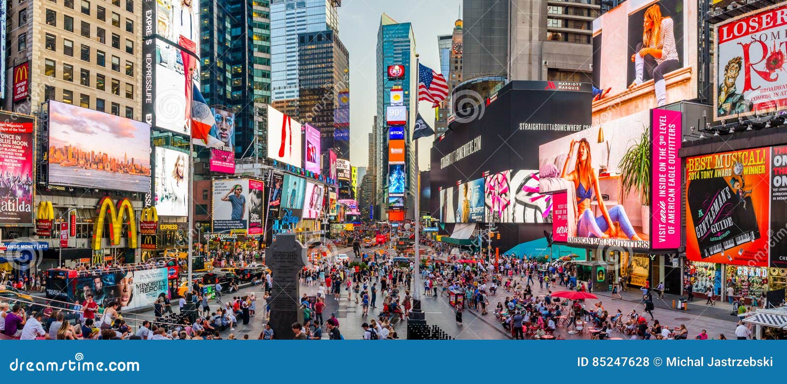 Times Square panorama editorial stock photo. Image of crosswalk - 85247628