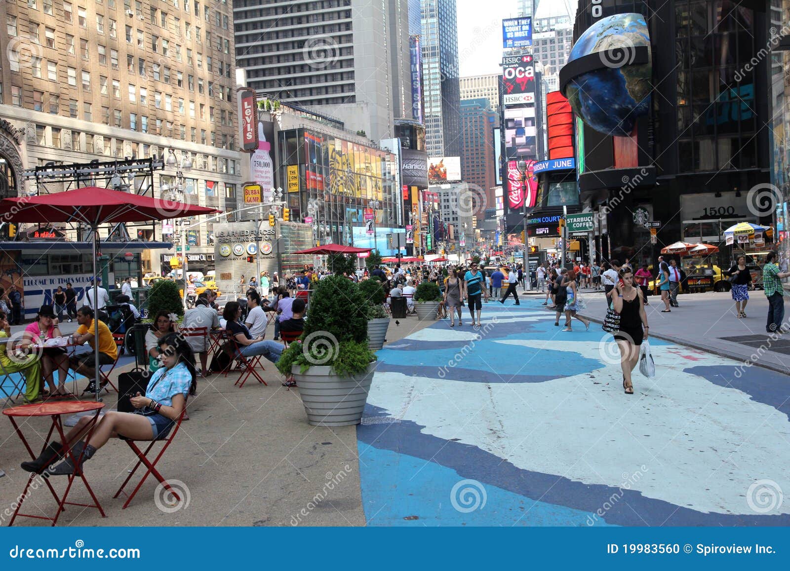 Times Square Pedestrian Area Editorial Image - Image of walking ...