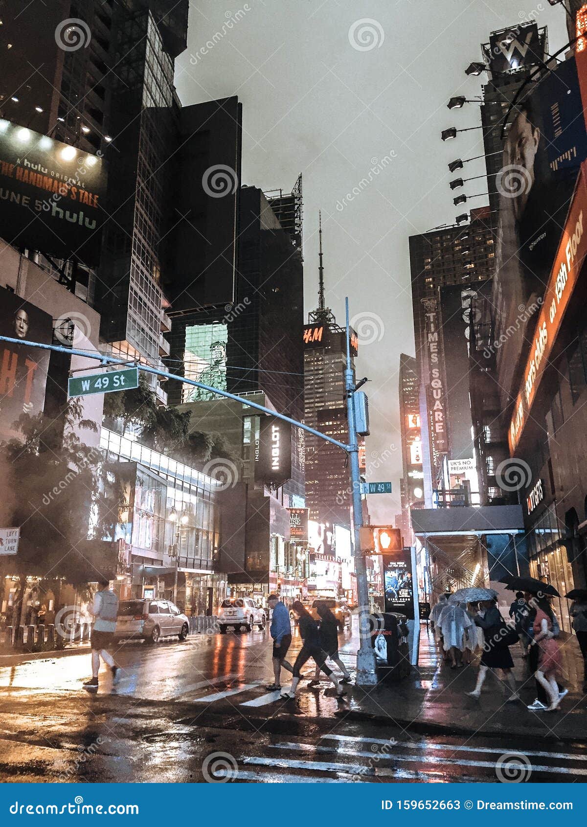 Times Square in the Rain editorial stock photo. Image of times - 159652663