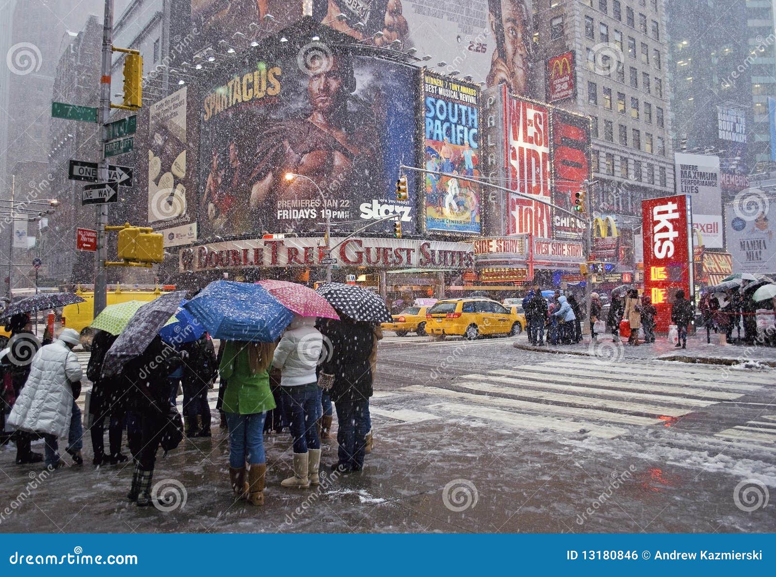 Times Square Snow editorial photo. Image of umbrella - 13180846