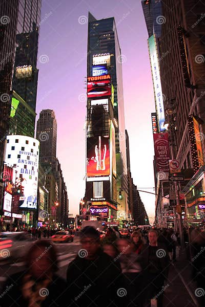 Times Square at sunset editorial stock image. Image of banner - 16979179