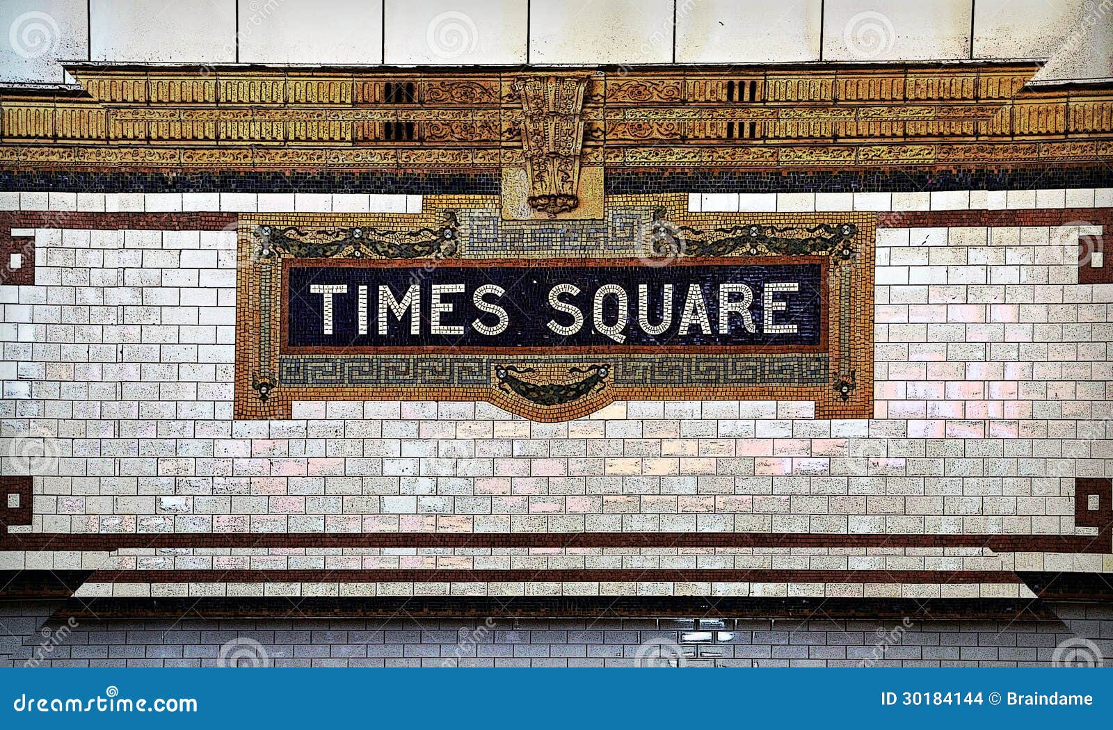 Times Square Tile Mosaic Subway Sign Stock Photo - Image of metro ...