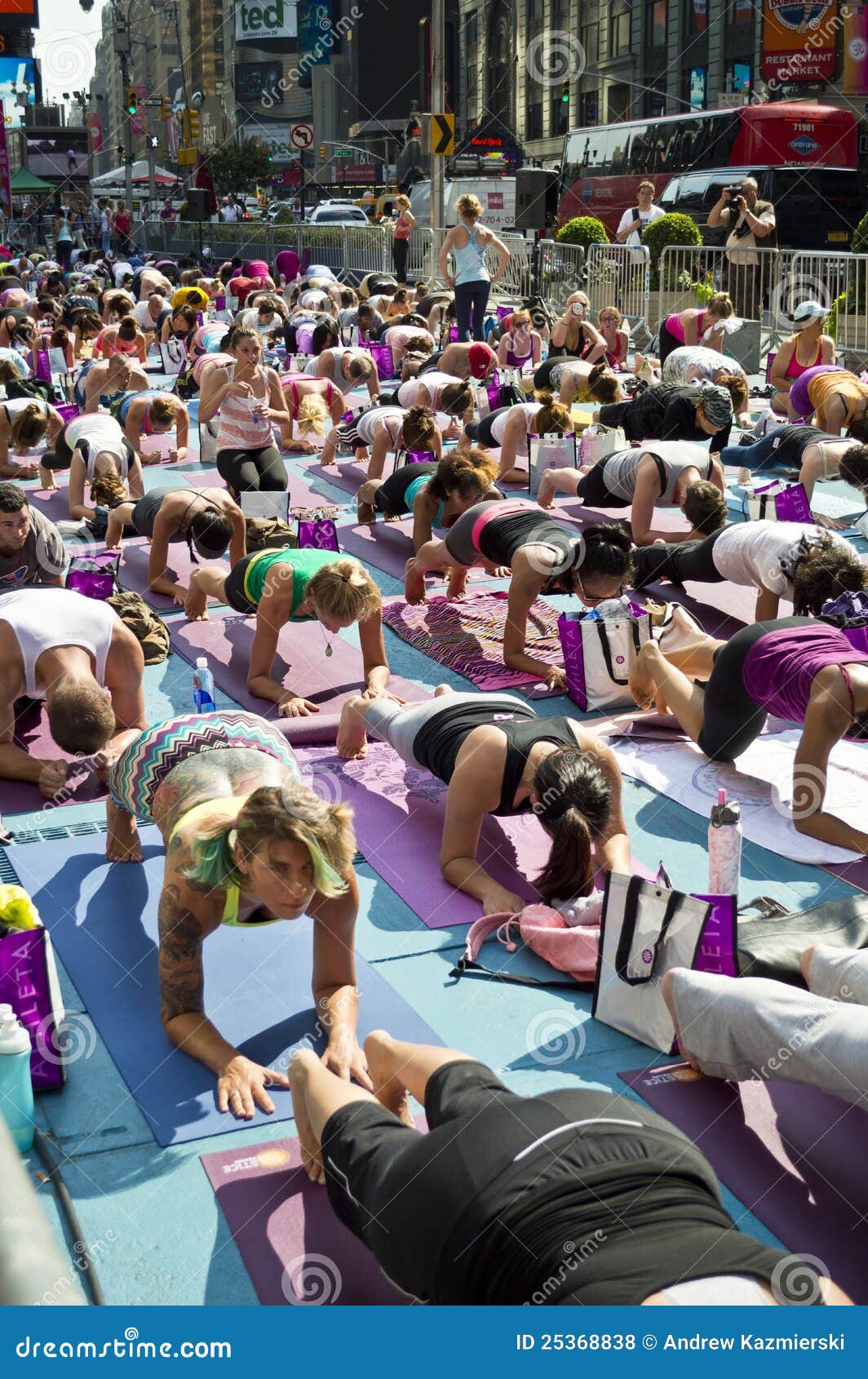 Times Square Yoga Class editorial stock photo. Image of square - 25368838