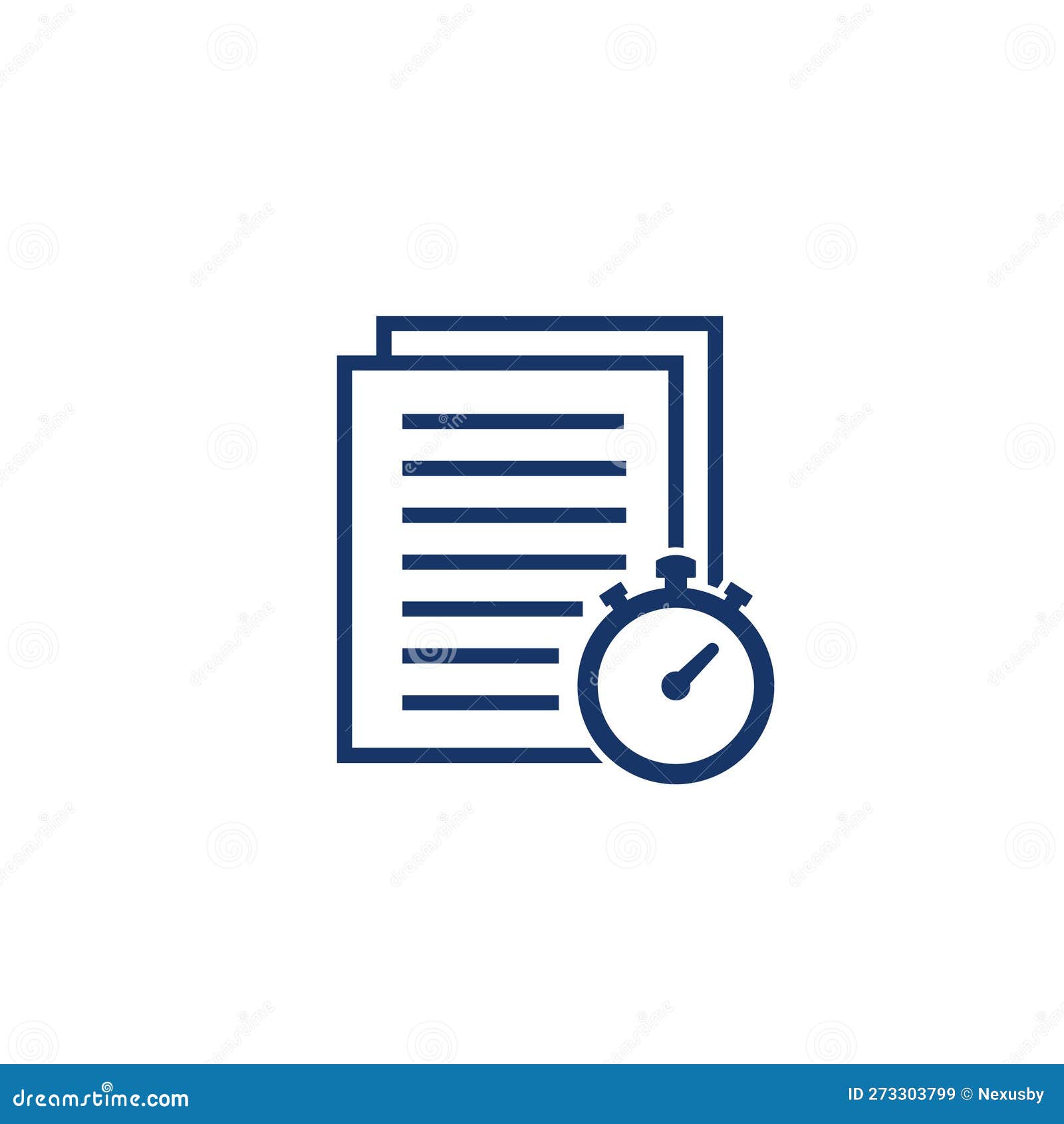 Timesheet Icon On White, Document And Stopwatch Cartoon Vector ...