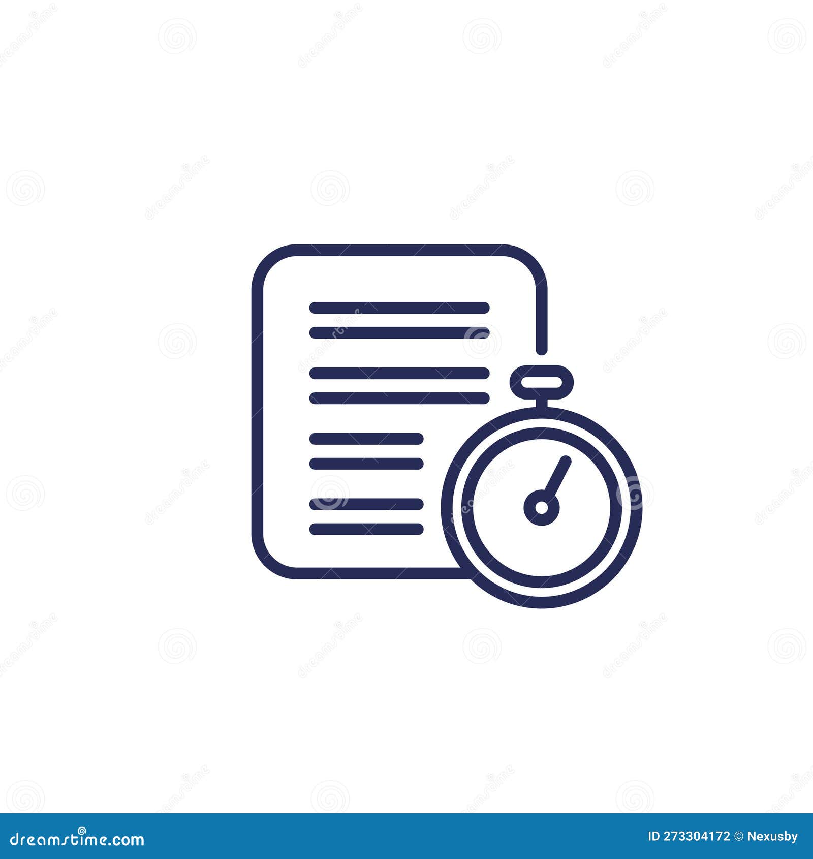 Timesheet Line Icon, Document and Stopwatch Stock Vector - Illustration ...