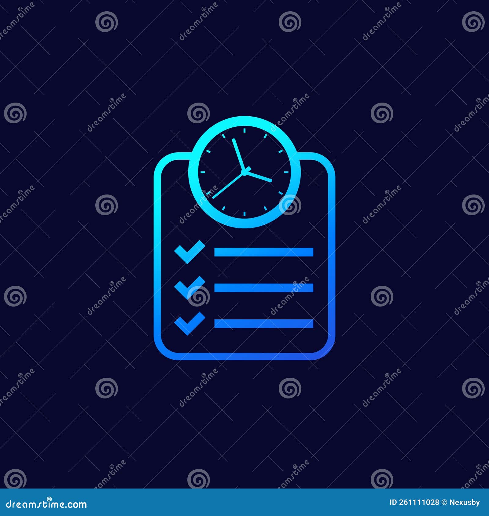 Timesheet, Tracking Time Vector Icon on Dark Stock Vector ...