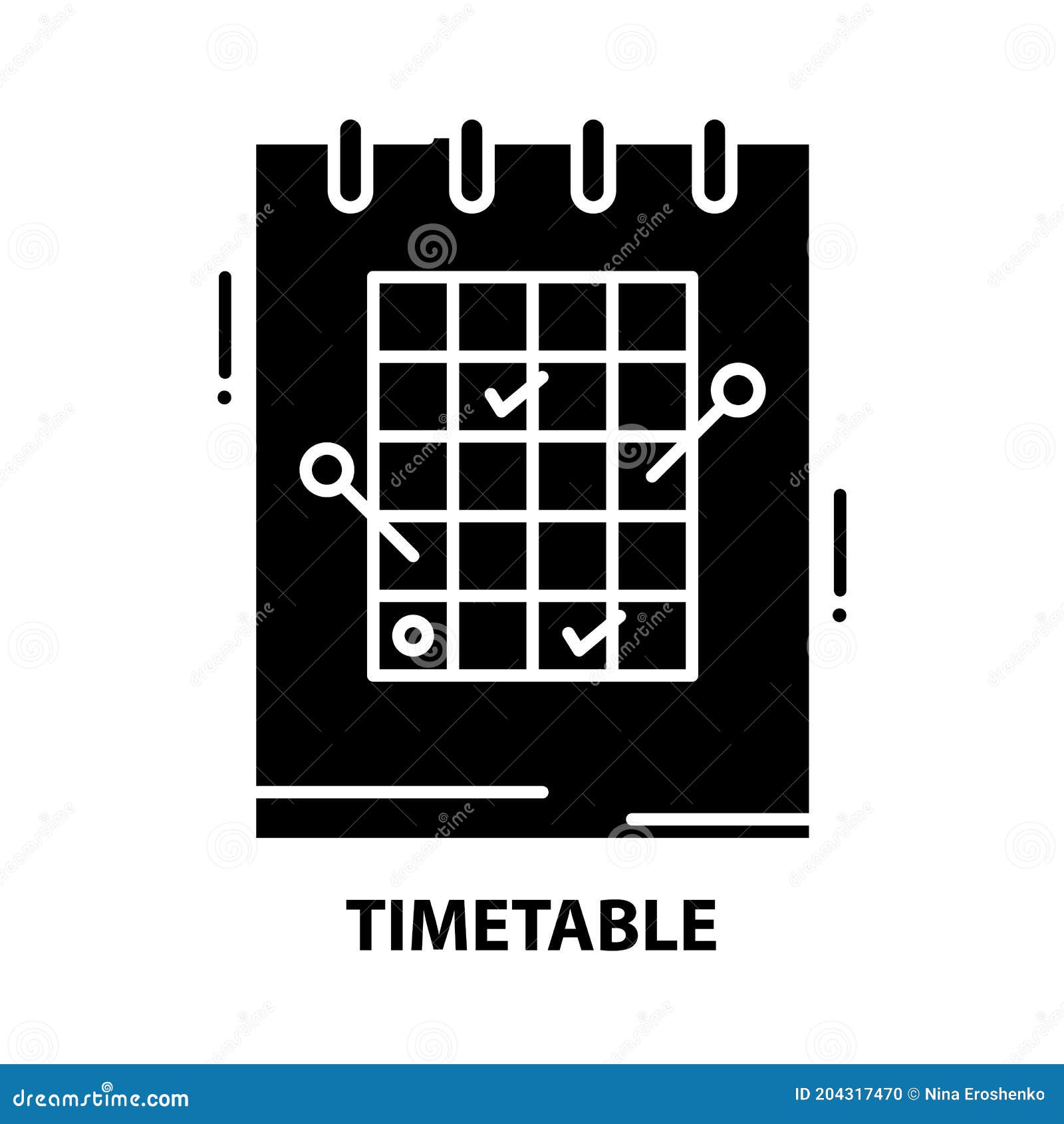 Timetable Icon, Black Vector Sign with Editable Strokes, Concept ...