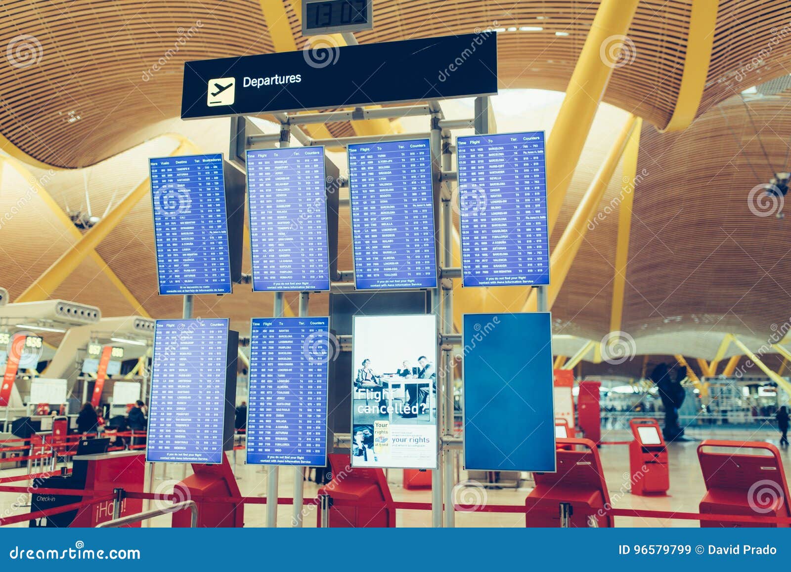 Woman Looking at the Timetable Information Panel in the Airport ...
