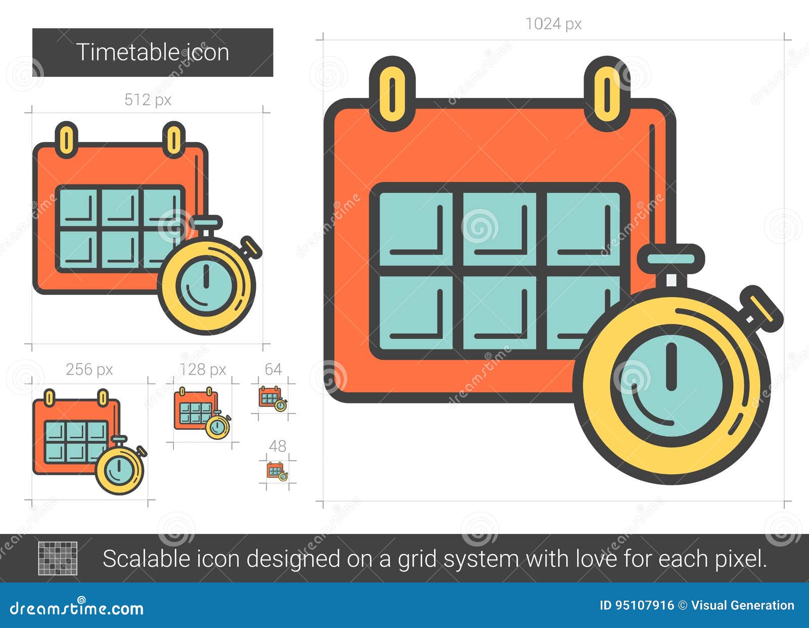Timetable line icon. stock vector. Illustration of paper - 95107916