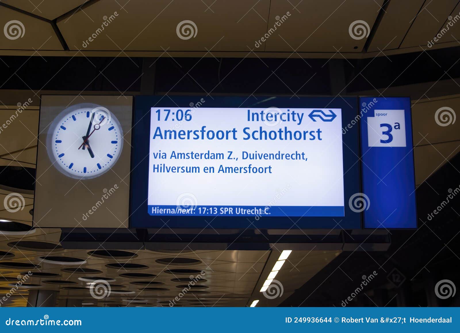 Timetable at Schiphol Airport Train Platform the Netherlands 9-12-2019 ...