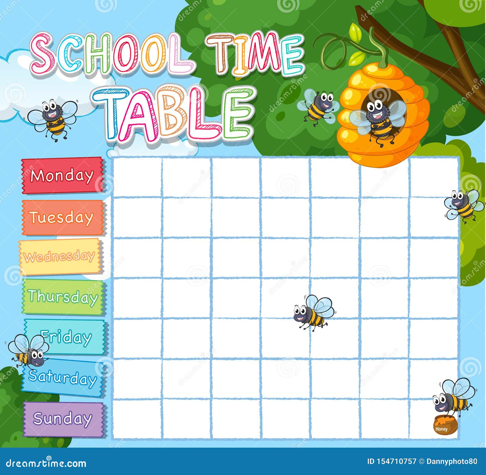 Timetable. School Schedule On Underwater World. Days Of Week. Sk Vector ...