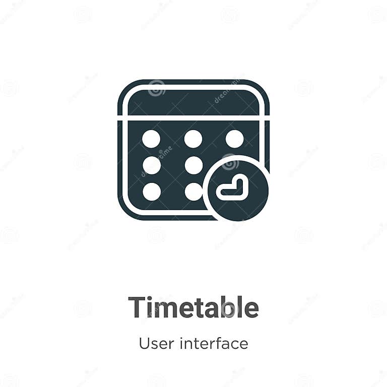 Timetable Vector Icon on White Background. Flat Vector Timetable Icon ...